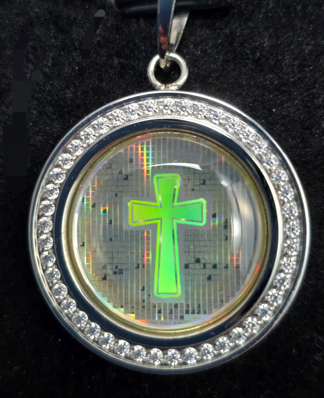 Nano Bible Cross Pendant Silver entire Old and New Testament Nanobible ...