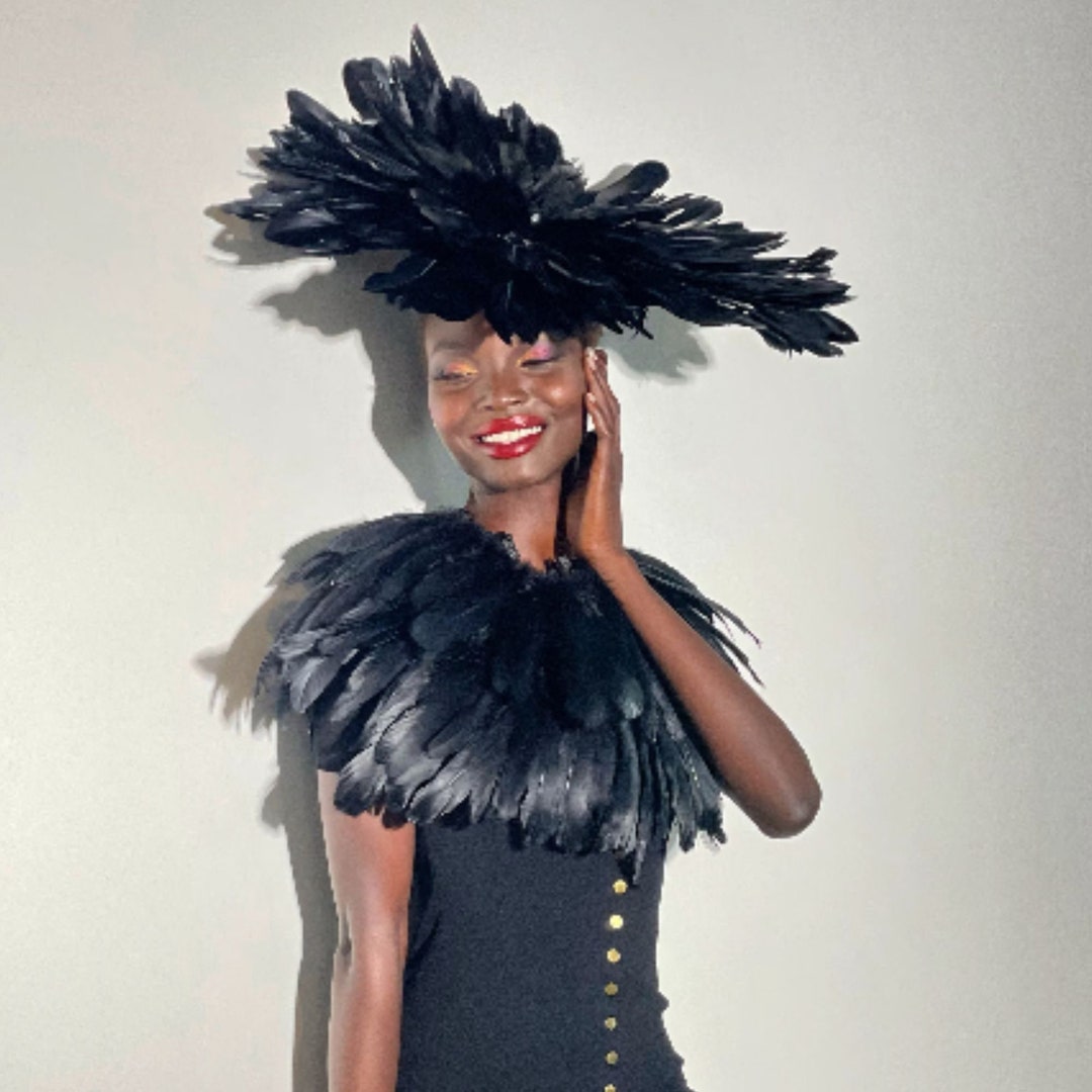 Fascinate/black Flat Hat Fascinator/wide Brim Fascinate/ Derby Hat ...