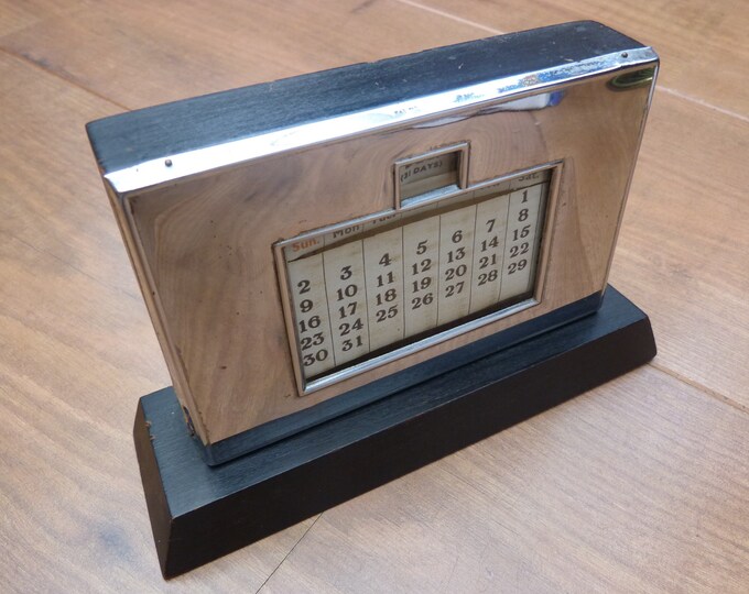 Vintage Perpetual Calendar Desk Calendar Wood and Metal Small Classic ...