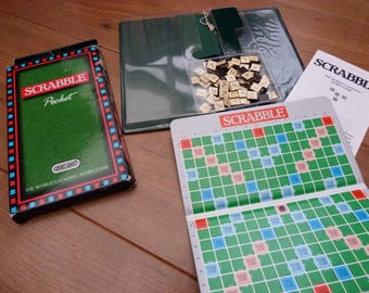 Vintage Pocket Scrabble Magnetic Set, Hard Plastic Folding Case ...