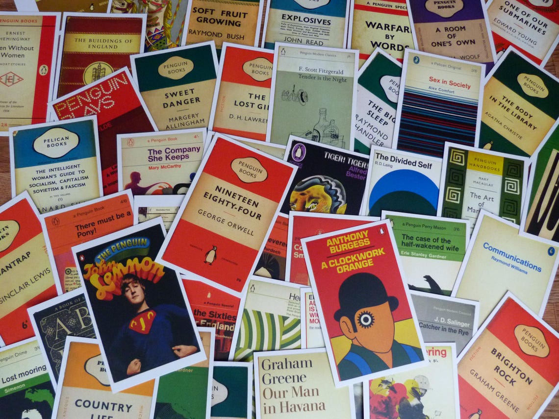 Classic Penguin Book Cover Postcards Packs of 4 12 or 24 Lucky Dip ...