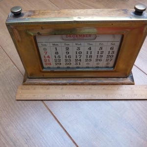 Vintage 1920s Perpetual Calendar Desk Calendar Oak and Metal Large ...