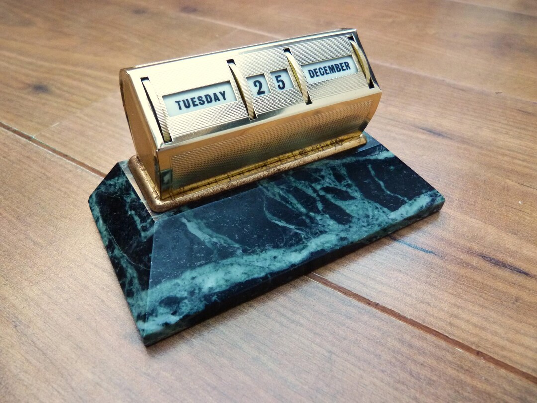 Vintage Retro Perpetual Calendar Desk Calendar Gold/brass Colour 1970s ...