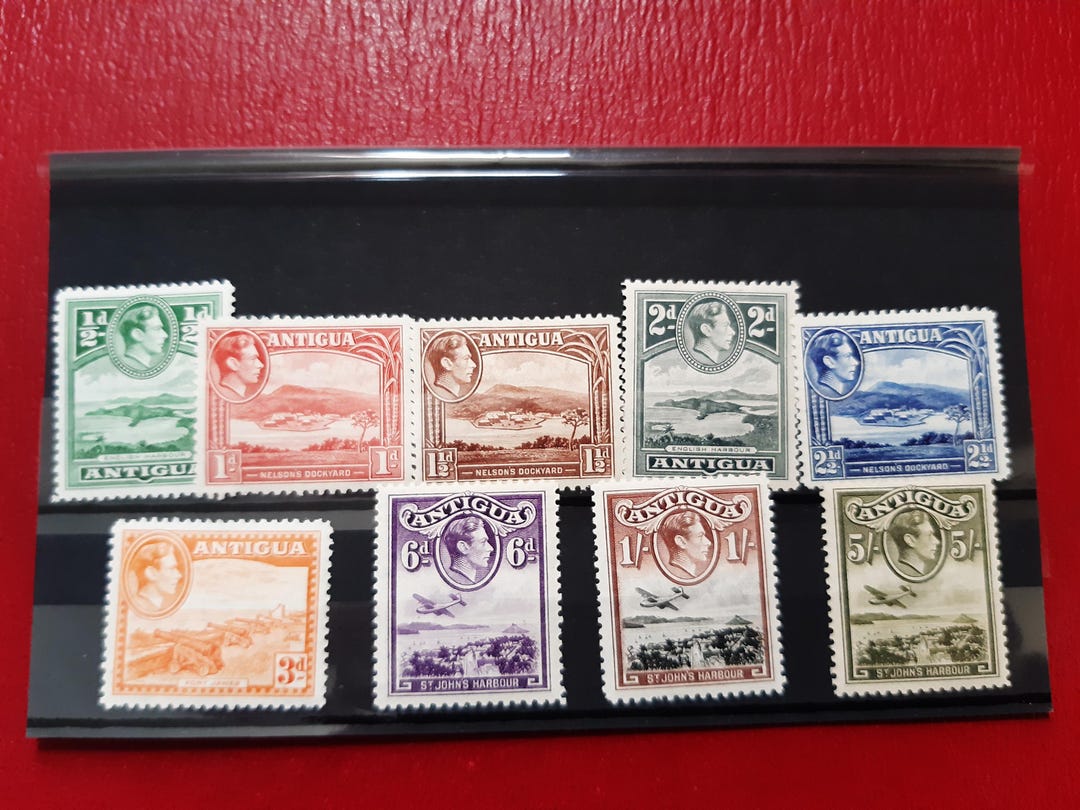 Collection of Antigua Mint Stamps 1930s 9 Values to 5 Shillings King ...