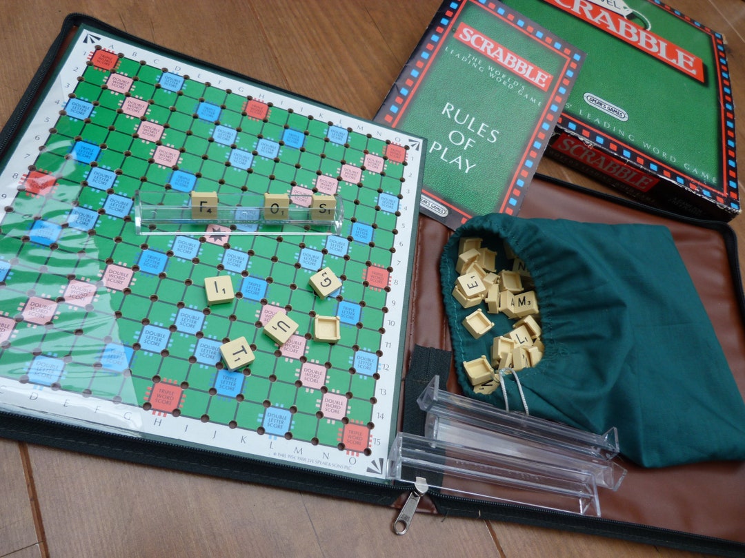 Vintage Travel Scrabble Set Peg Tiles and Board in Folding - Etsy