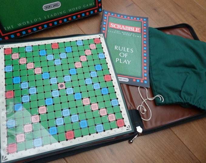 Vintage Travel Scrabble Set, Peg Tiles and Board in Folding Zipped Case ...