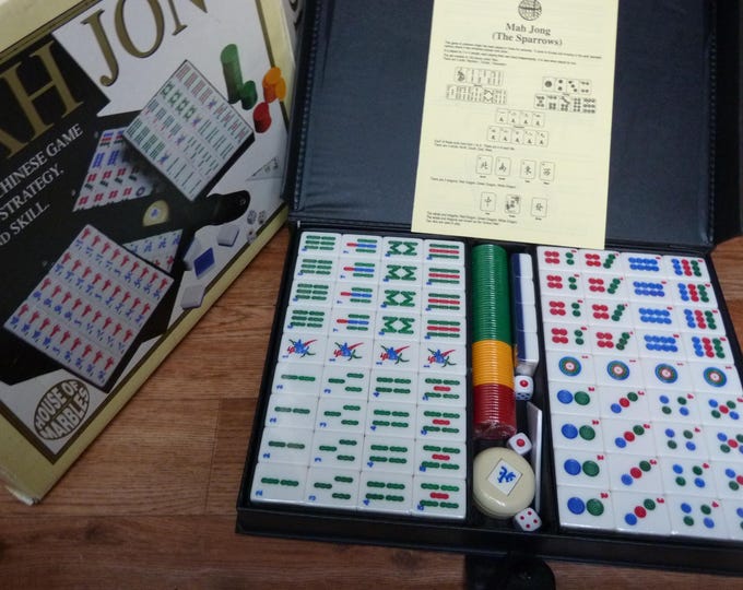 Vintage SEALED Mahjong Set in Carry Case Complete With 148 Blue Back ...