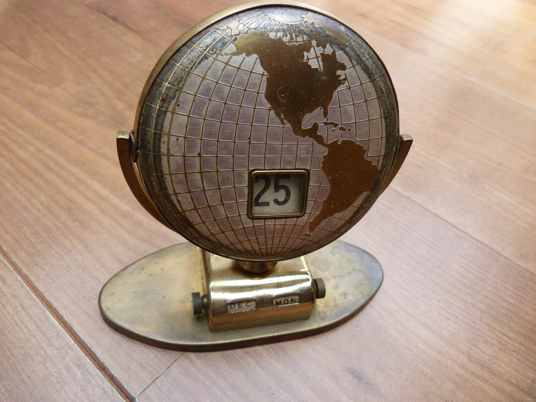 Vintage Large Metal Globe Perpetual Flip Calendar of World - Etsy