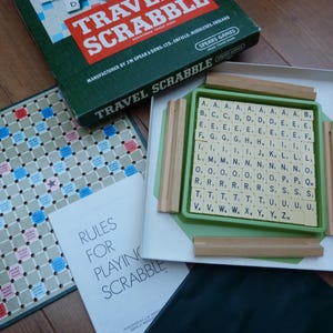 Vintage Travel Scrabble Set, Peg Tiles and Board With Wooden Racks ...