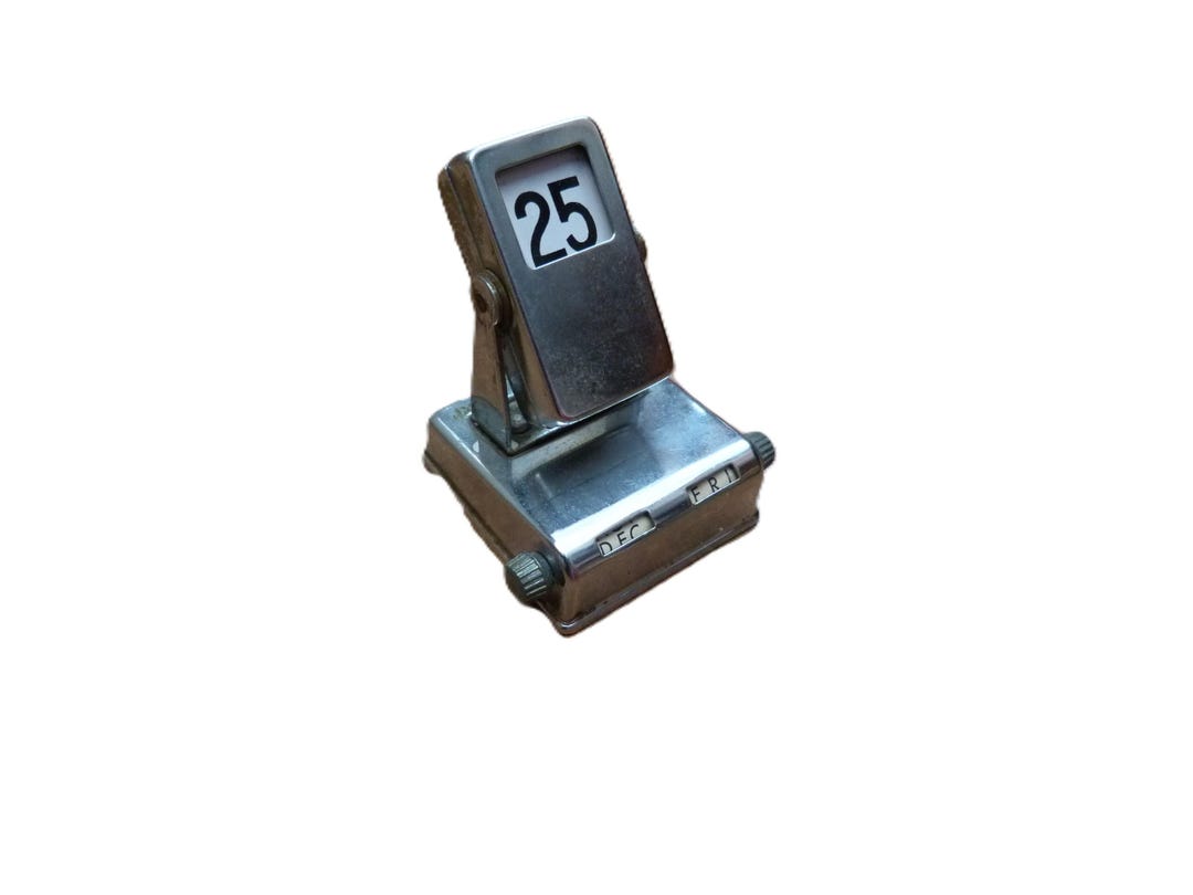 Vintage Metal Perpetual Flip Calendar 1950s Chrome Metal Desktop ...
