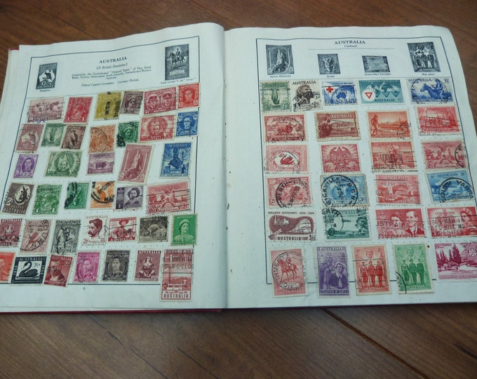 Vintage Stamp Album 2,200 Plus World Stamps Pre-1960s Americas Africa ...