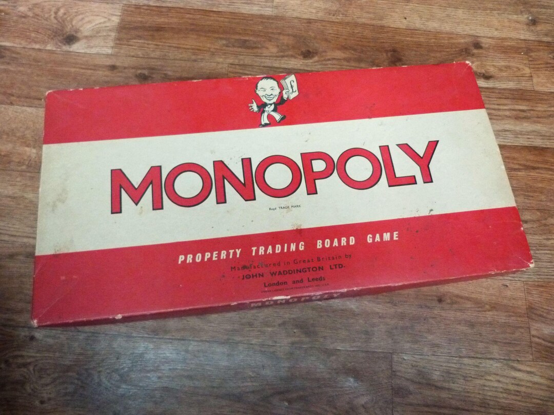 Vintage Monopoly Board Game, Waddingtons Property Trading Game Long Red ...
