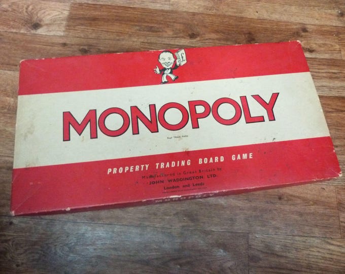 Vintage Monopoly Board Game, Waddingtons Property Trading Game Long Red ...