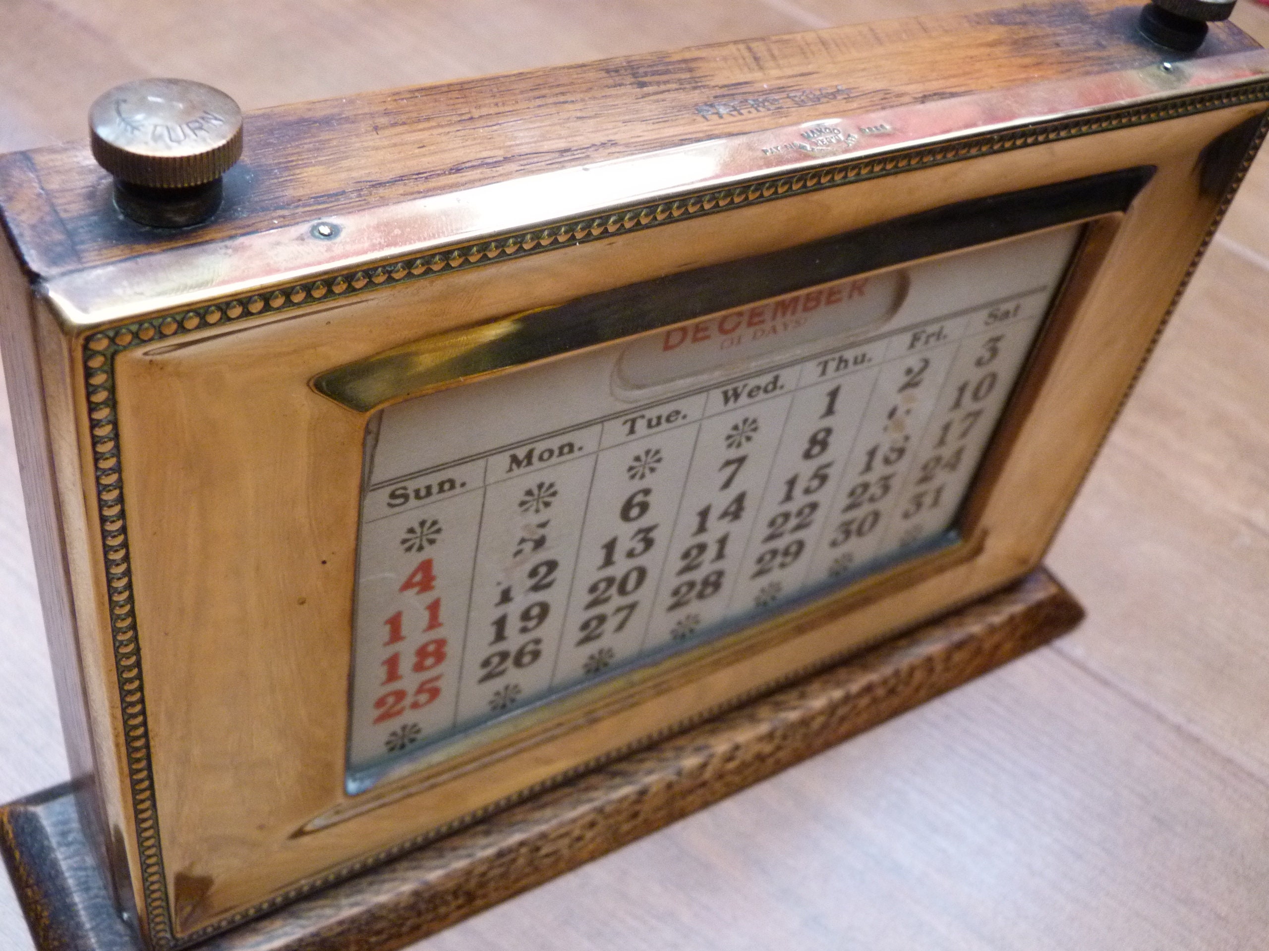 Vintage 1920s Perpetual Calendar Desk Calendar Oak and Metal - Etsy UK