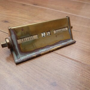 Vintage Perpetual Calendar Triangular Shape Heavy Brassy Metal Desk ...