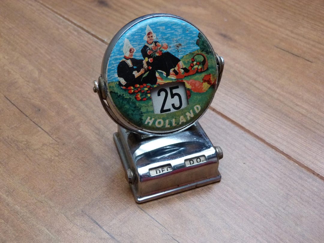 Vintage Metal Holland Perpetual Flip Calendar. Dutch Souvenir 1960s ...