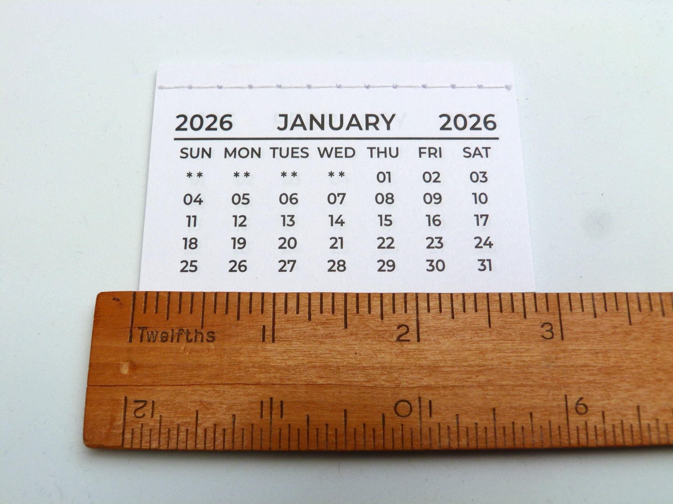 2026 Mini Calendar Tab (10, 20, 50 or 100 Pack) 12 Pages Stitched ...