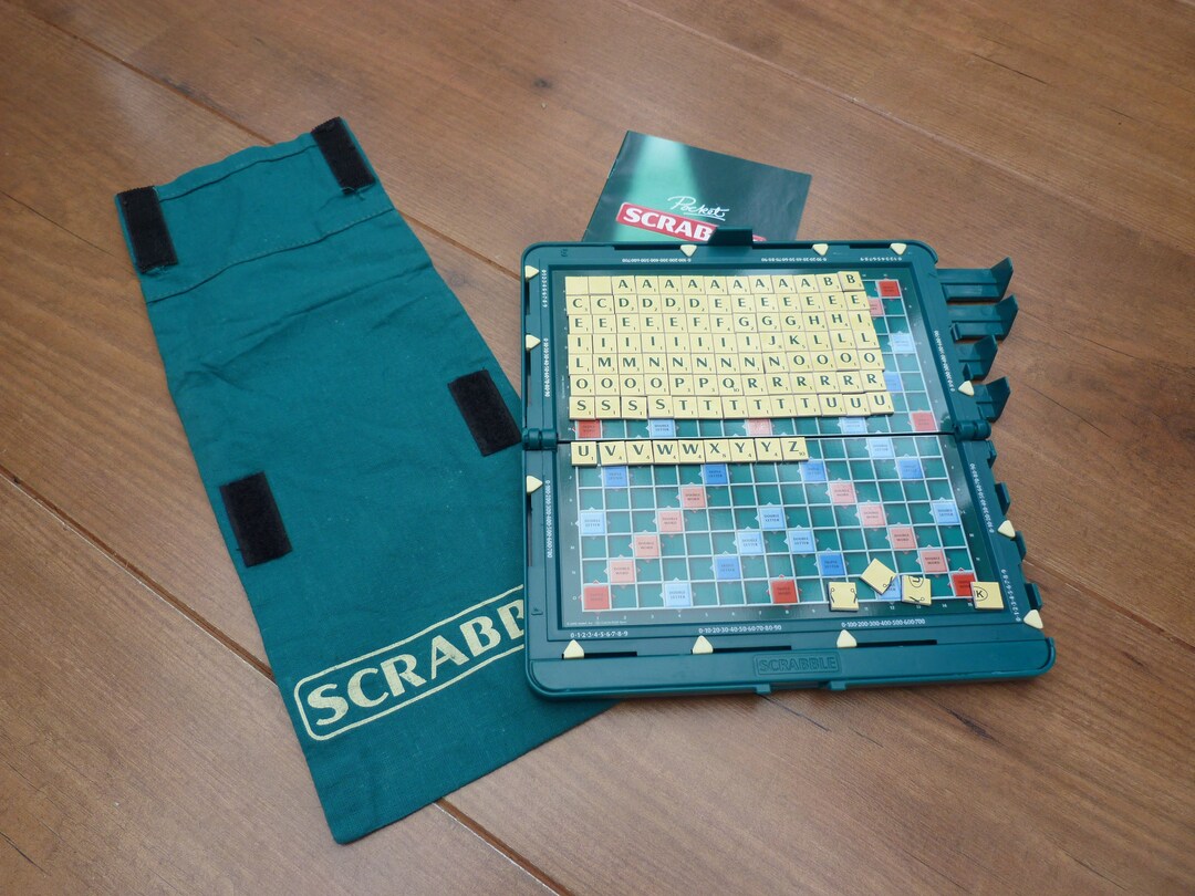 Vintage Pocket Scrabble Magnetic Set, Hard Plastic Folding Case Board ...