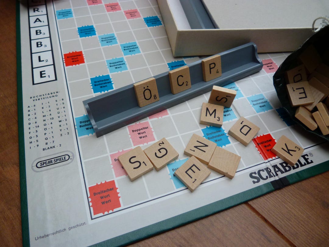 Vintage GERMAN Scrabble Set, Complete Original Game With 119 Wooden ...
