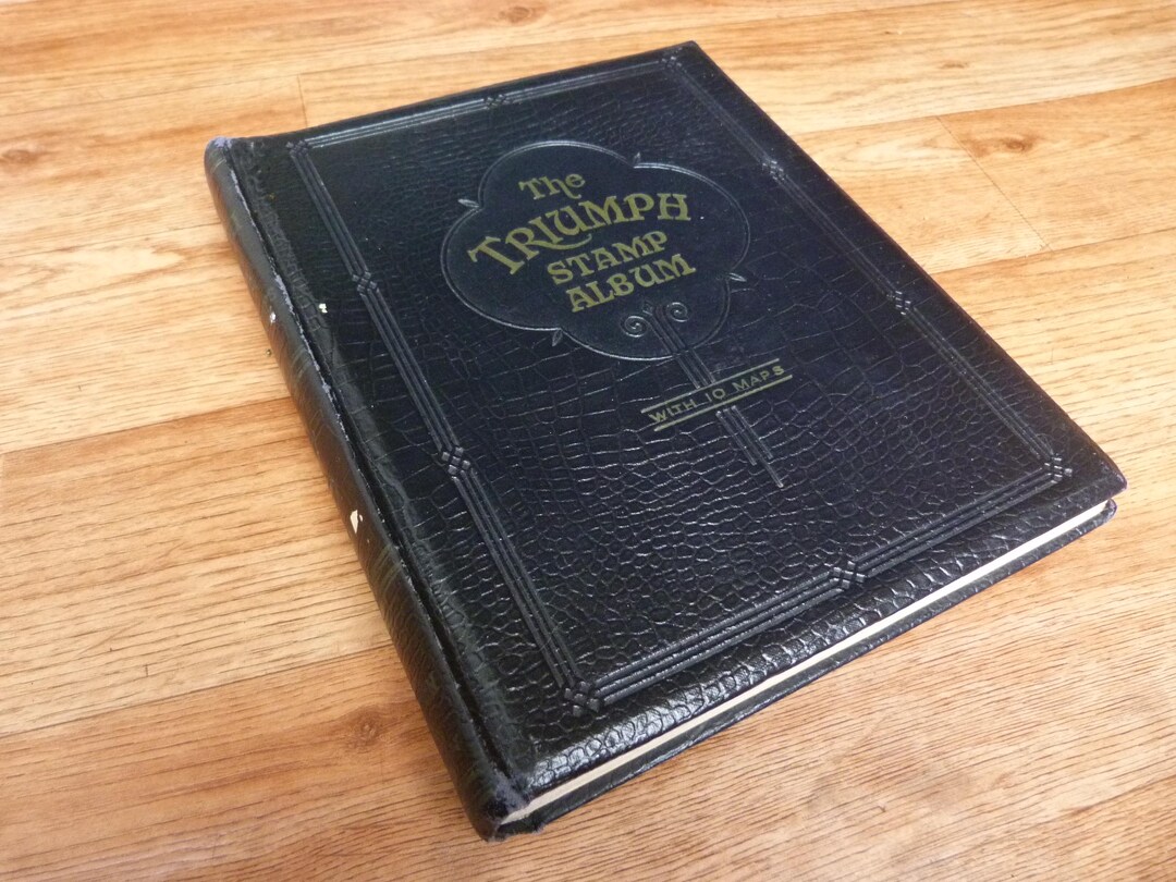 Vintage Triumph Stamp Album With 330 Pages 10 Maps and 150 World Stamps ...