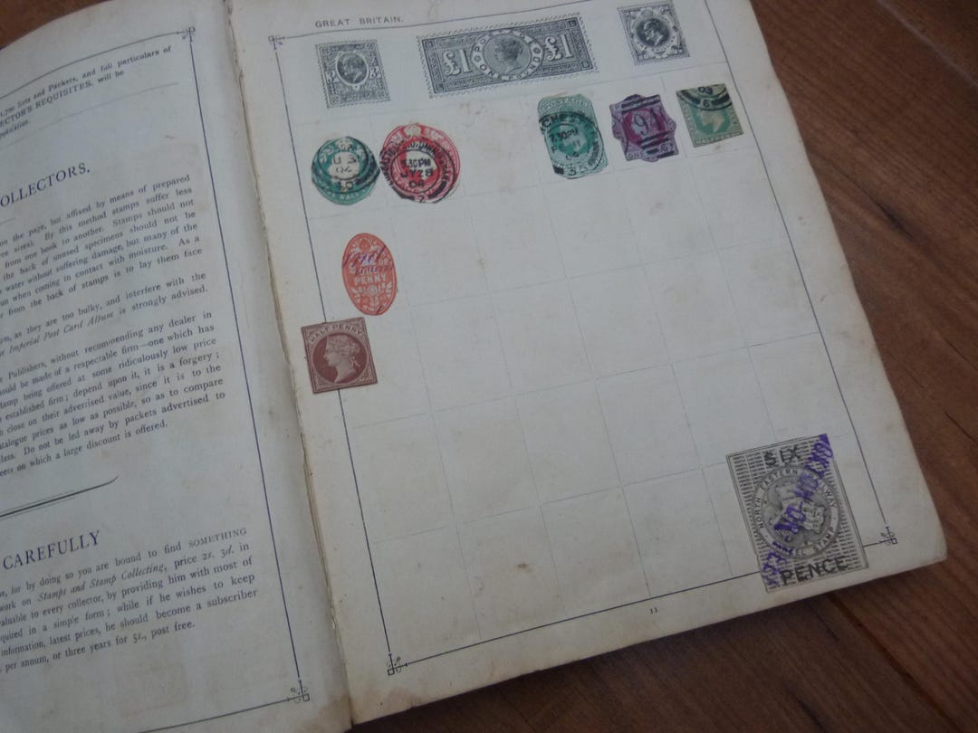 Vintage Stamp Album 200 World Stamps 1800s-1930s 320 Pages Stanley ...