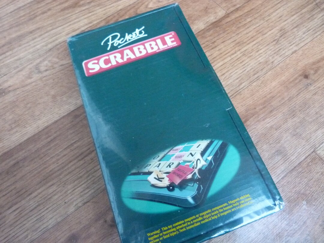 Vintage SEALED Pocket Scrabble Magnetic Set Hard Plastic Folding Case ...