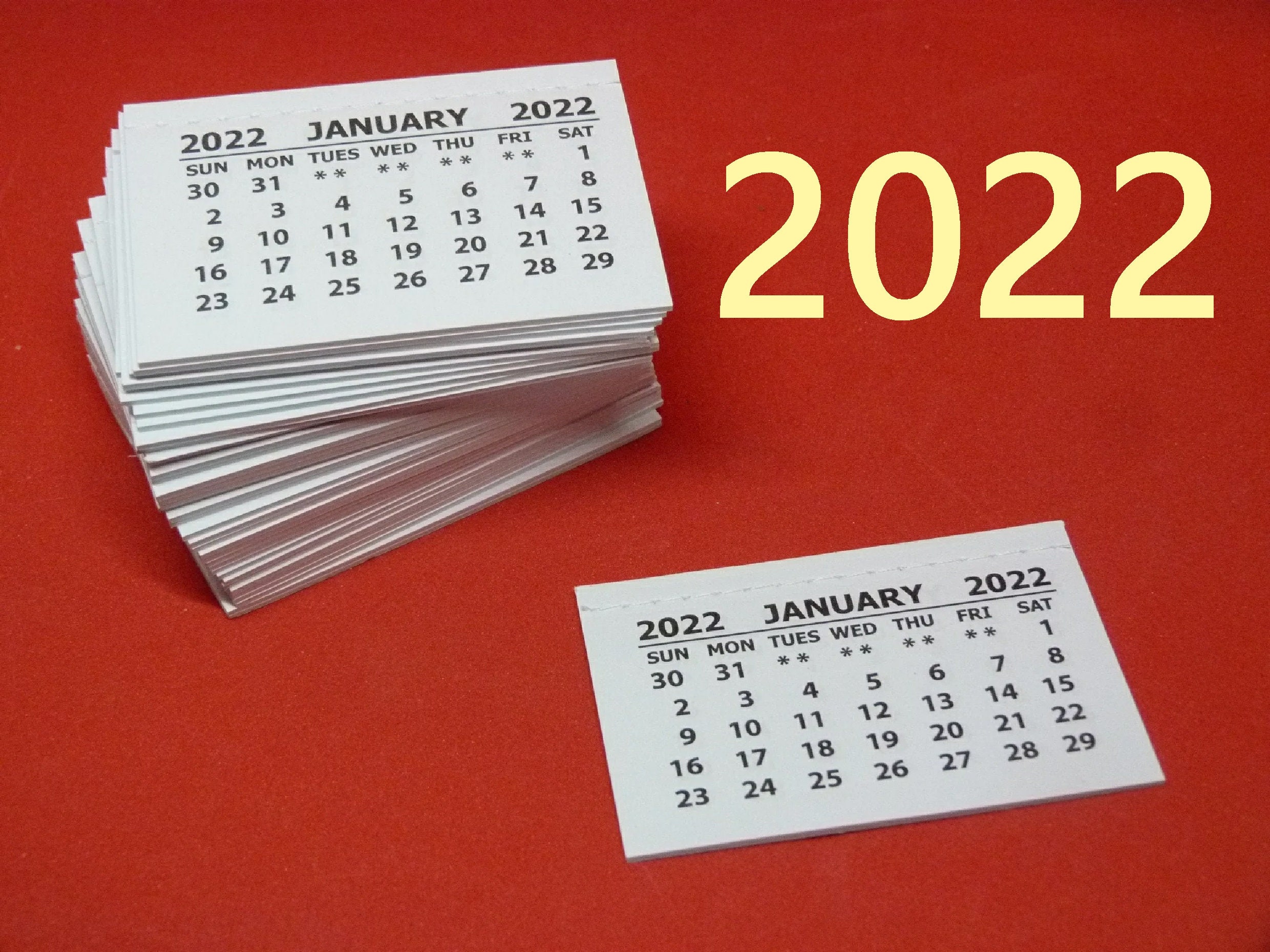 2022 Mini Calendar Tab 20 50 or 100 Pack 12 Pages With Sewn | Etsy