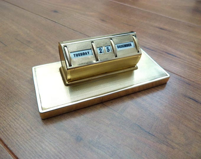Vintage Perpetual Calendar Desk Calendar Golden Colour 1970s Vintage ...