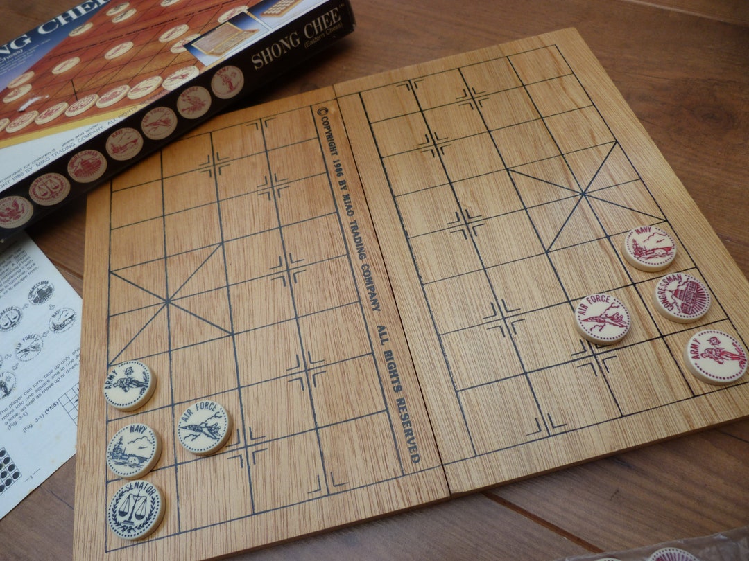 Vintage Shong Chee (eastern Chess) Set in Folding Board Complete With ...
