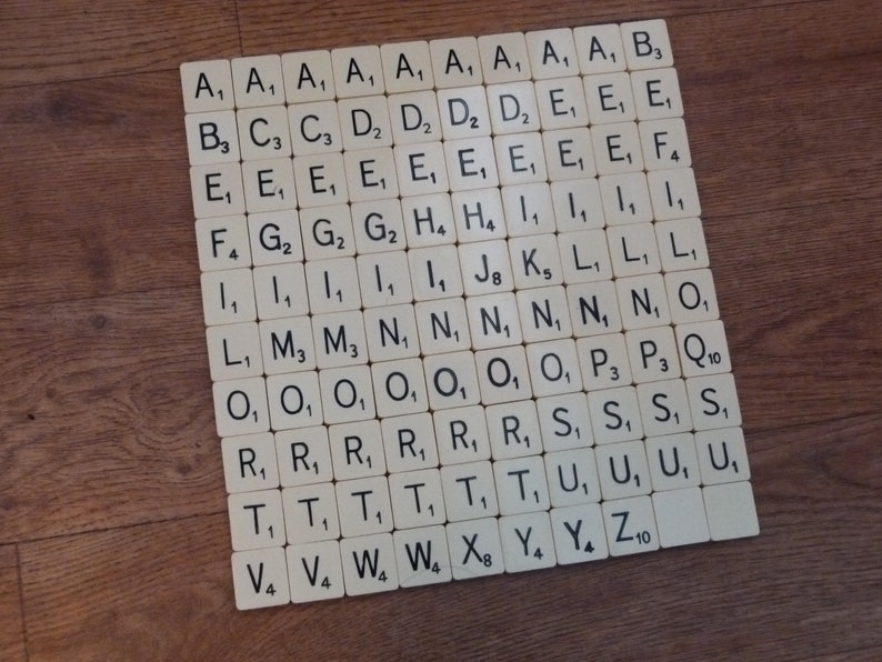Complete Set of 100 Scrabble Letter Tiles Original Vintage Set by Spear ...