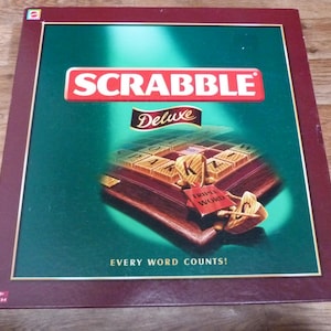 Deluxe Scrabble Set With Wooden Framed Turntable Board, Wooden Letters ...
