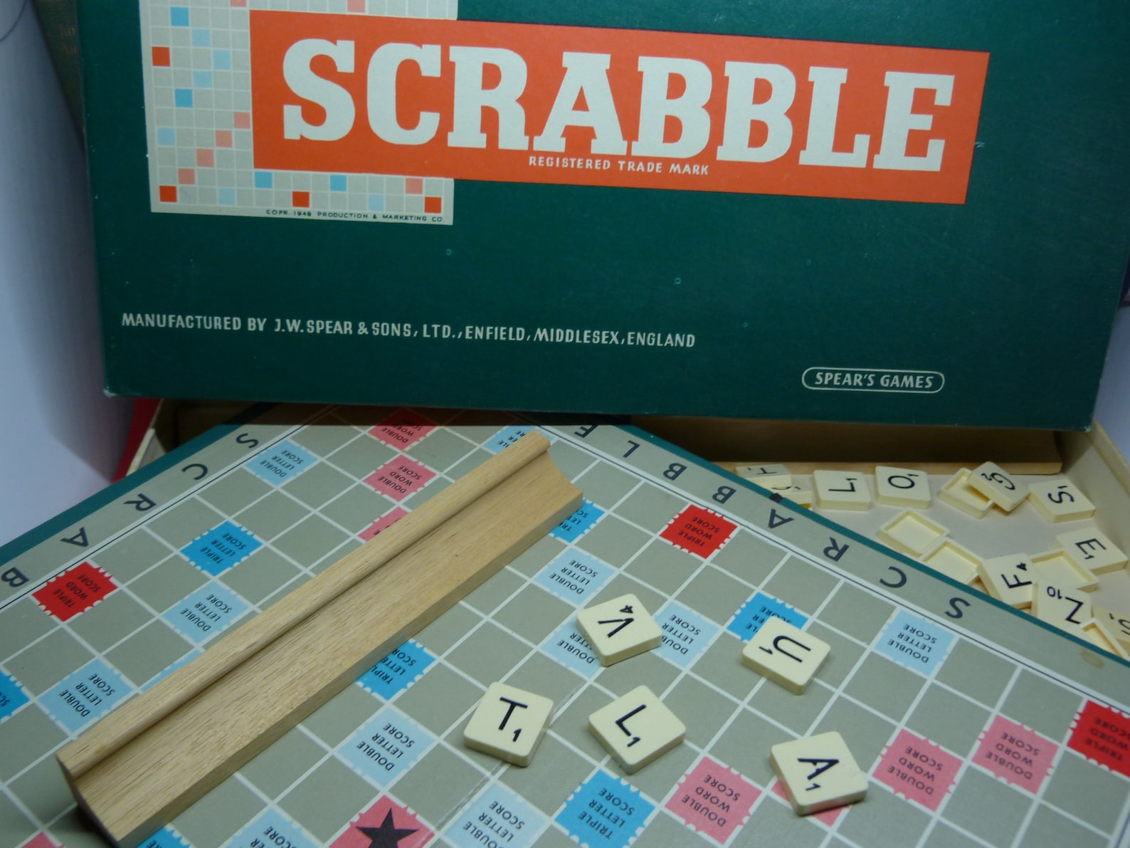 Vintage Scrabble Board Game by Spear's Games Dated 1955. Complete ...