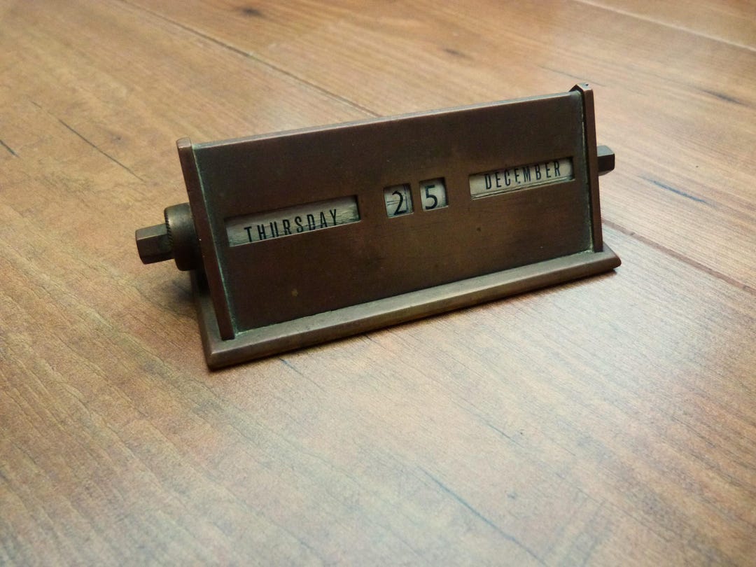 Vintage DUREX Perpetual Calendar Triangular Shape Heavy Brassy Metal ...