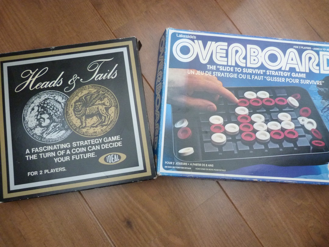 Two Vintage Strategy Games Overboard and Heads & Tails for 2 Players ...