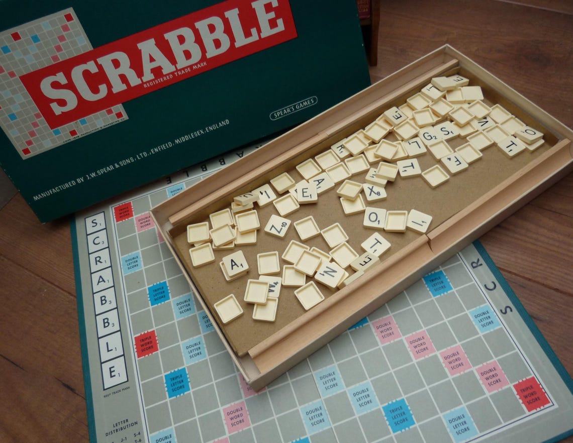 Vintage Scrabble Set, Complete Original Game With Wooden Letter Racks ...