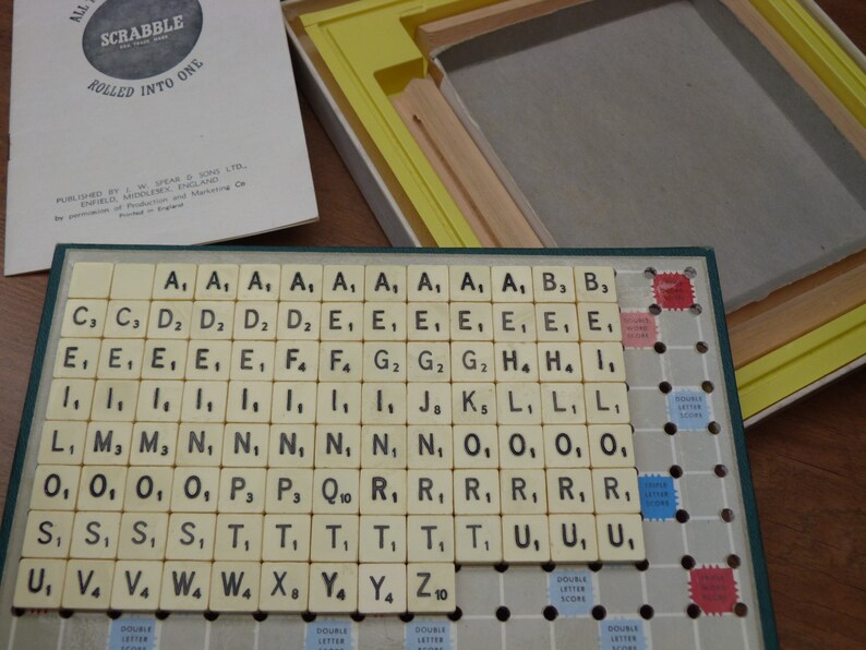 Vintage Travel Scrabble Set, Peg Tiles and Board With Wooden Racks ...