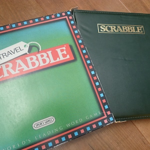 Vintage Travel Scrabble Set, Peg Tiles and Board in Folding Zipped Case ...
