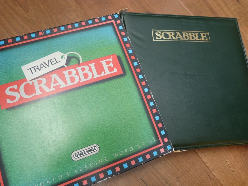 Vintage Travel Scrabble Set, Peg Tiles and Board in Folding Zipped Case ...