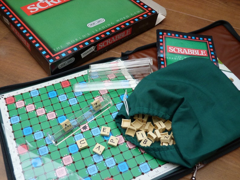 Vintage Travel Scrabble Set Peg Tiles and Board in Folding | Etsy