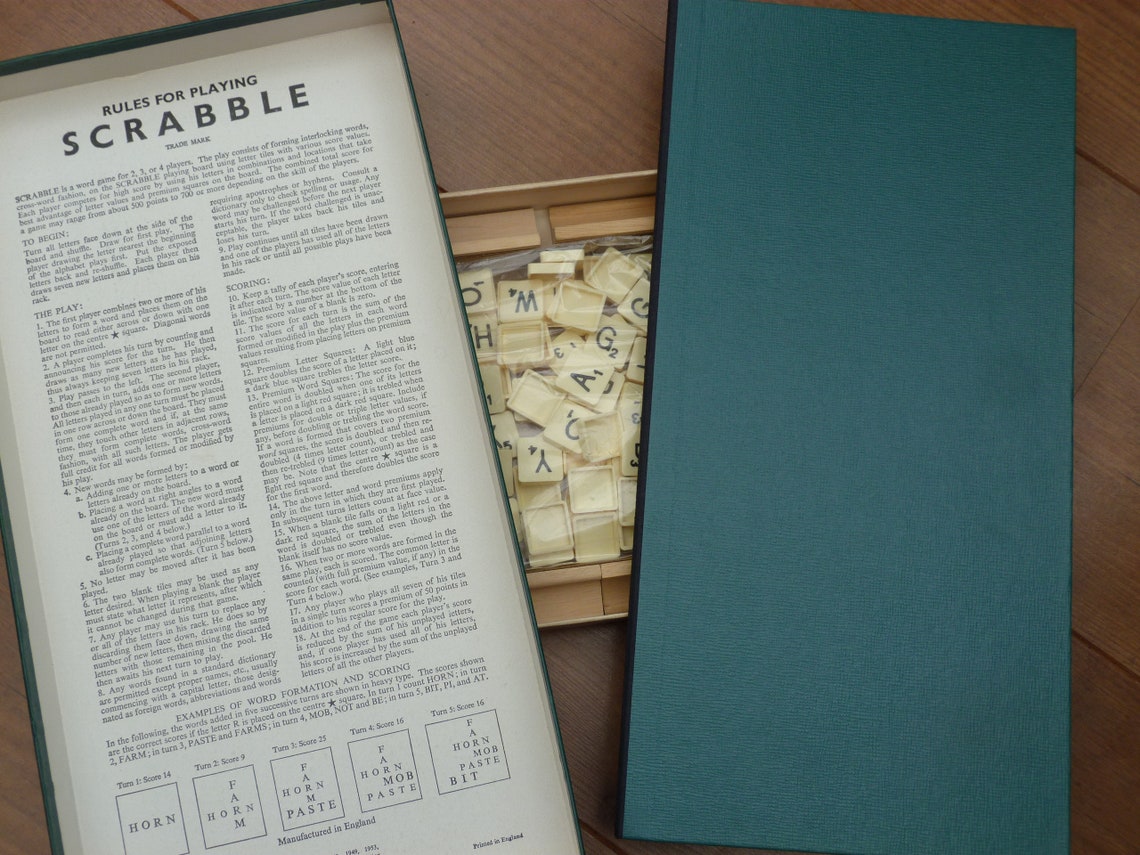 Vintage Scrabble set complete original game with wooden | Etsy