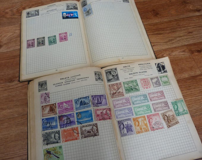 Vintage Stamp Albums 1,600 Plus World Stamps 1900s-1960s Europe French ...