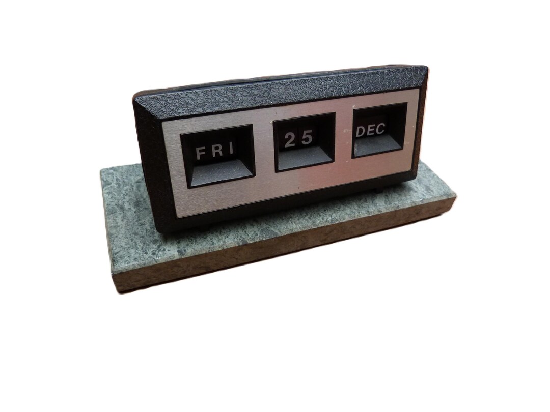 Vintage Retro Perpetual Calendar Black Plastic 1970s Desk Calendar on ...