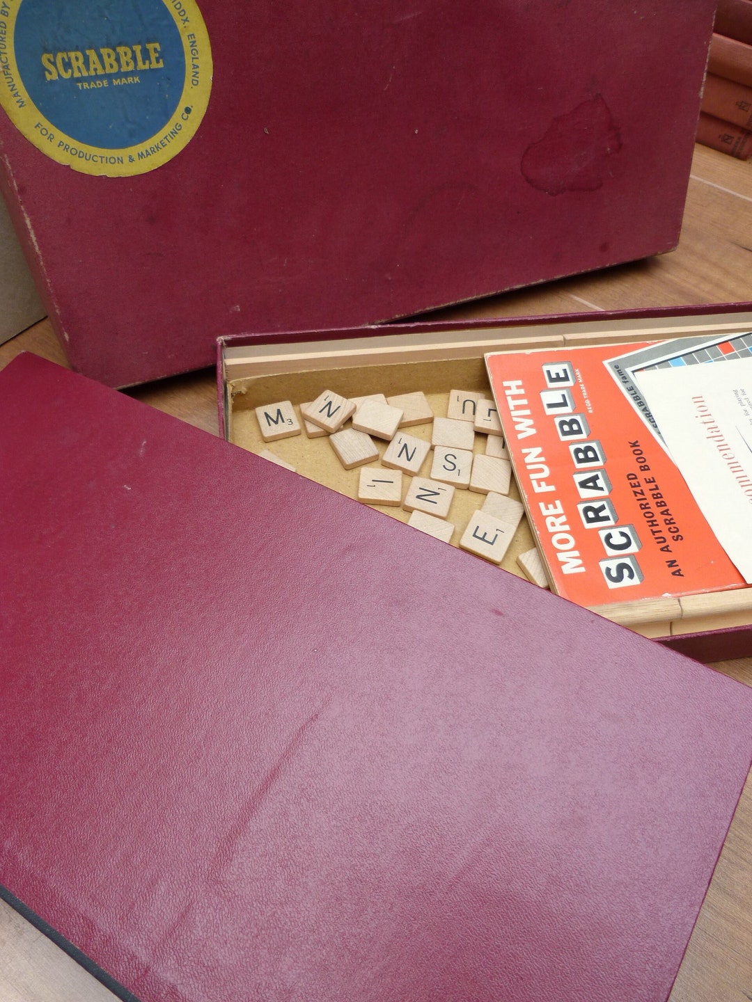 Early Spear's Scrabble Set With Wooden Letters, Vintage Spear's Games ...