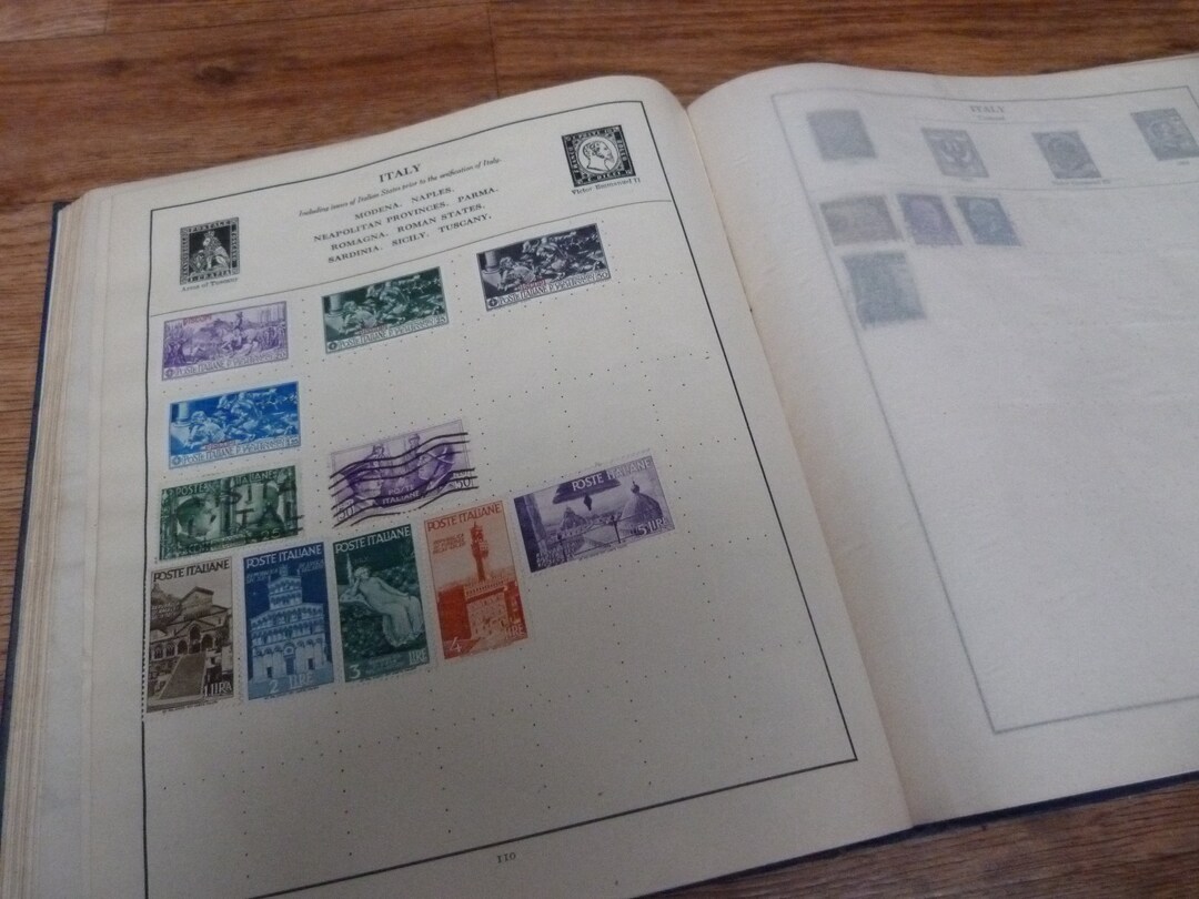 Vintage Stamp Album Over 750 World Stamps 1900s-1950s Africa Europe ...