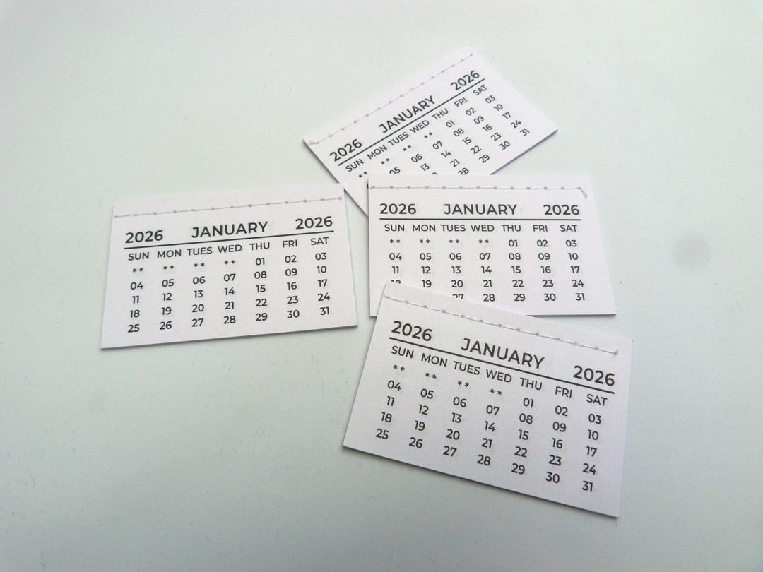 2026 Mini Calendar Tab (10, 20, 50 or 100 Pack) 12 Pages Stitched ...