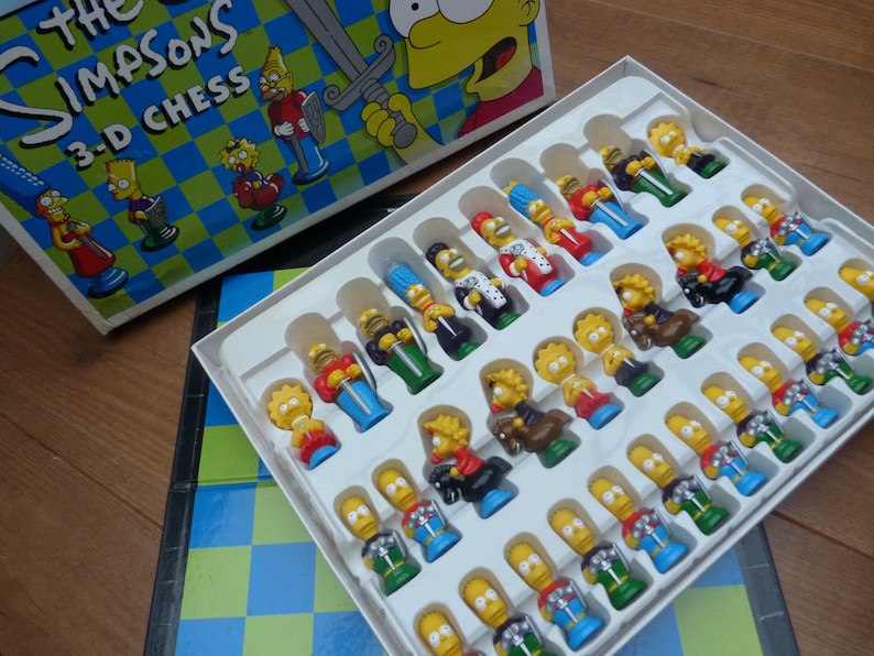 Vintage the Simpsons 3D Chess Set With Folding Board Complete With 32 ...
