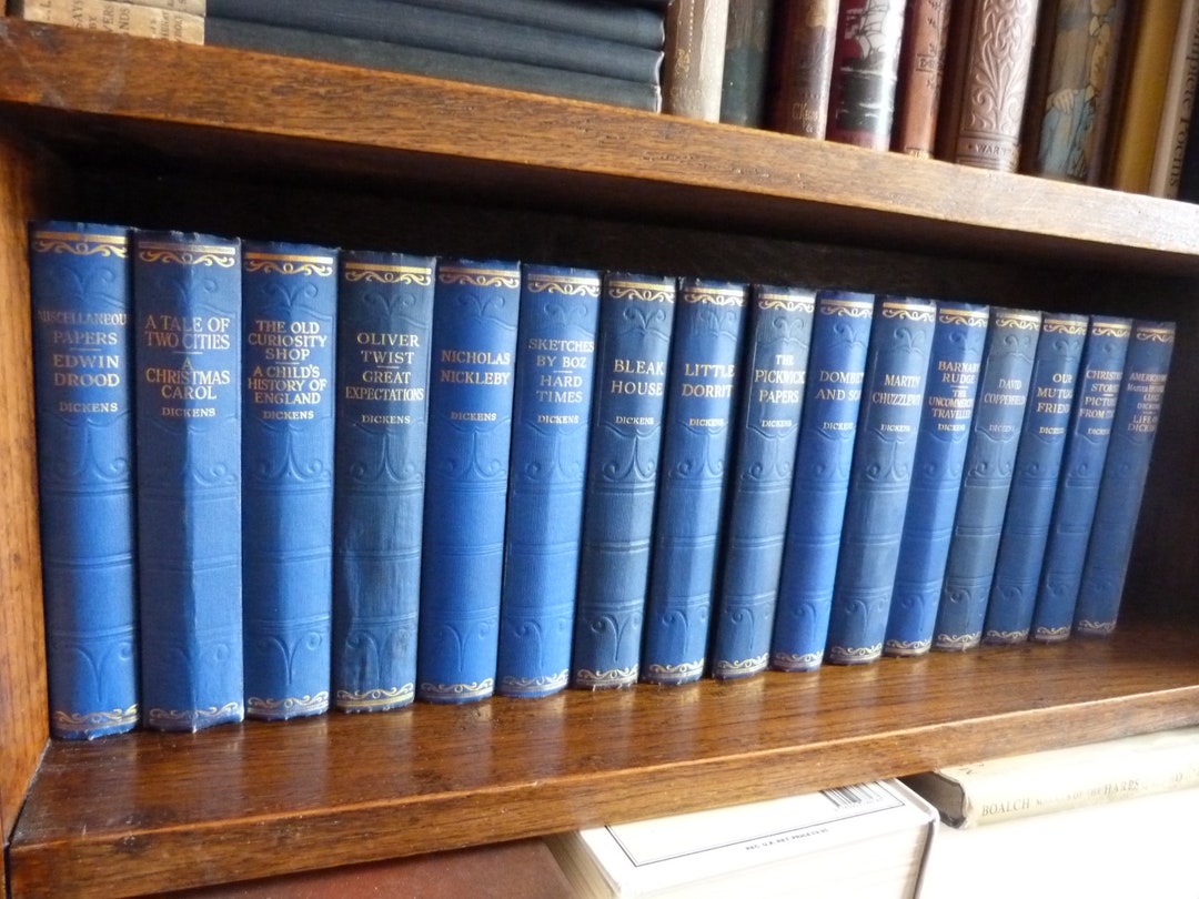 Charles Dickens Complete Set Vintage Books 16 Volumes Illustrated Blue ...