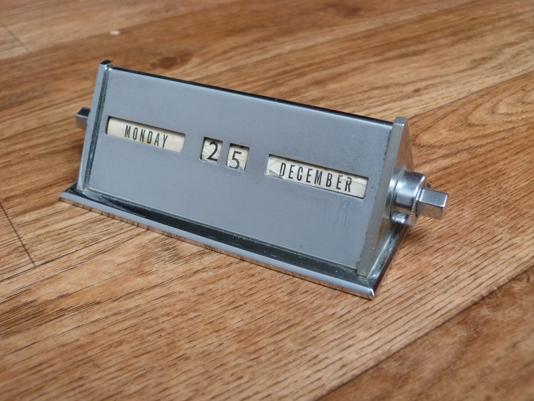 Vintage Perpetual Calendar Desk Calendar Triangular Shape Heavy Shiny ...