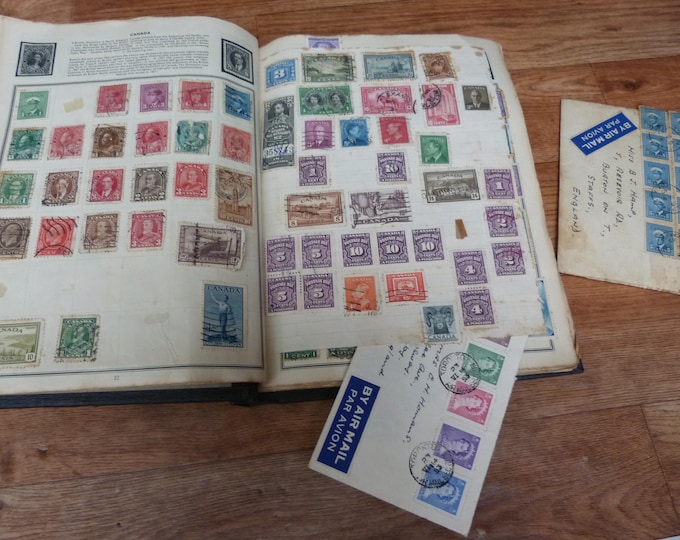 Vintage Stamp Album Over 2,200 World Stamps 1900s-1950s Africa Europe ...