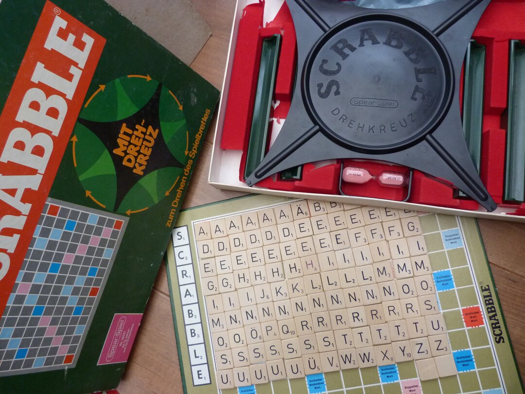 GERMAN Scrabble Set With Turntable Complete Original Vintage Game With ...